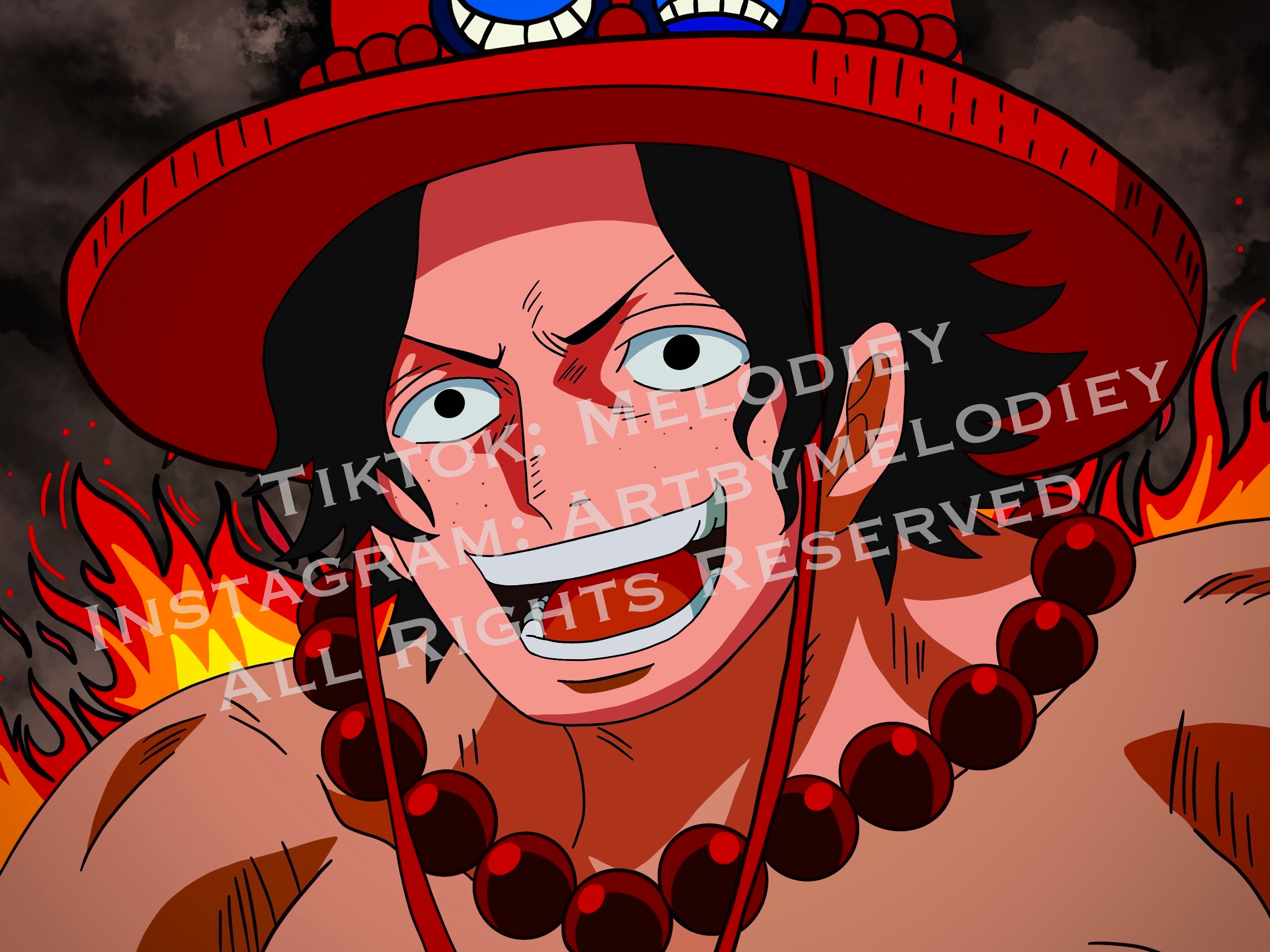 Fire Anime Art Digital Print Poster Firefist Ace - Etsy