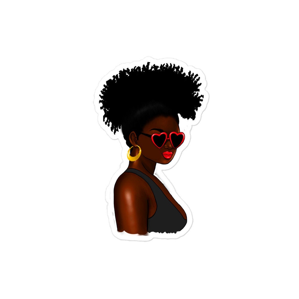 Afro Sticker, Beautiful Melanin Woman, Black Girl Bubble-free Stickers ...