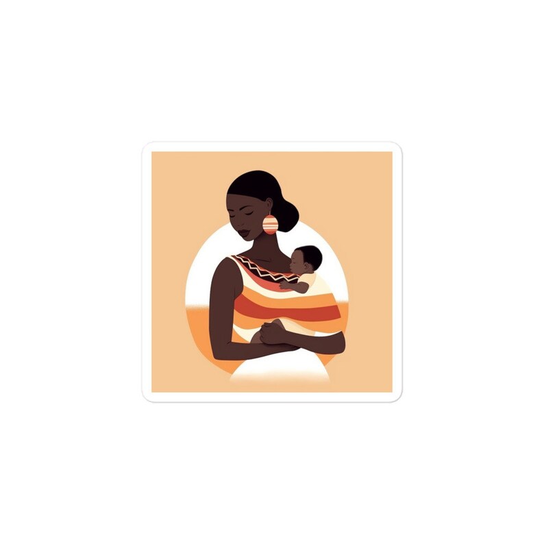 African Mom Sticker, Mama Holding Her Baby, African Mother Bubble-free ...