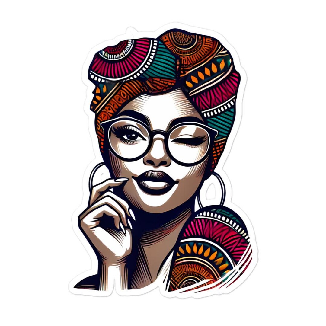 African Woman Sticker, Afro Woman With Pattern Bubble-free Stickers - Etsy