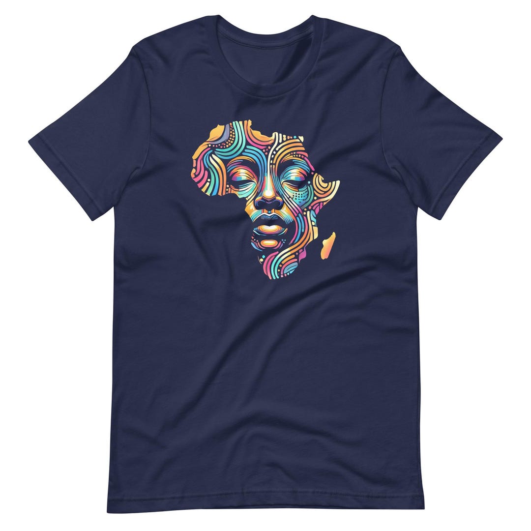 Colorful Africa Map With Face, African Style Unisex T-shirt - Etsy