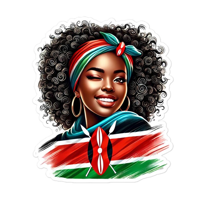 Kenyan Sticker, Afro Kenyan Woman, Kenya Flag Bubble-free Stickers - Etsy