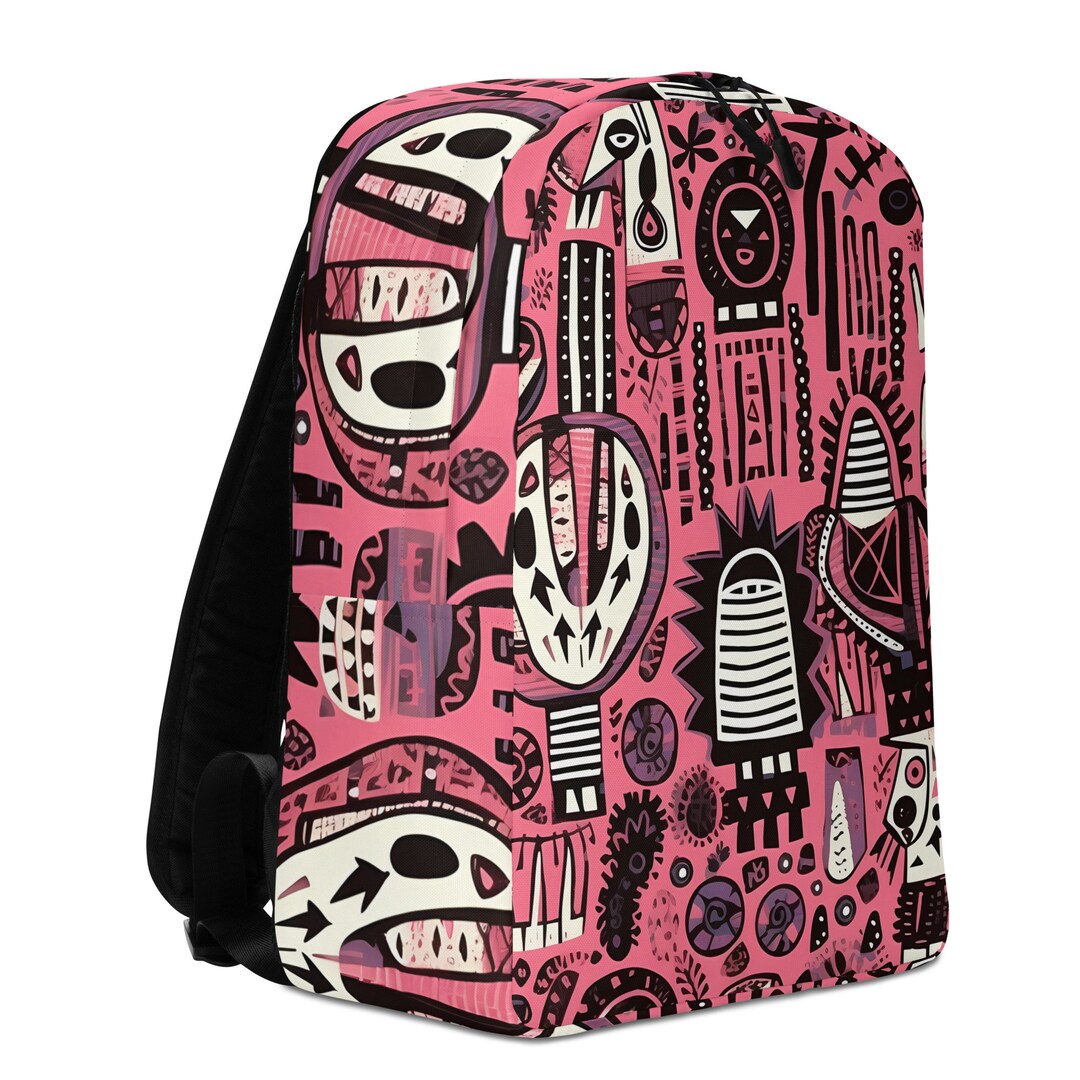 Pink African Pattern Style Minimalist Backpack - Etsy