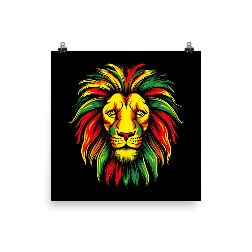 Rasta Lion Poster, Colorful Rastafarian Style, African Poster - Etsy