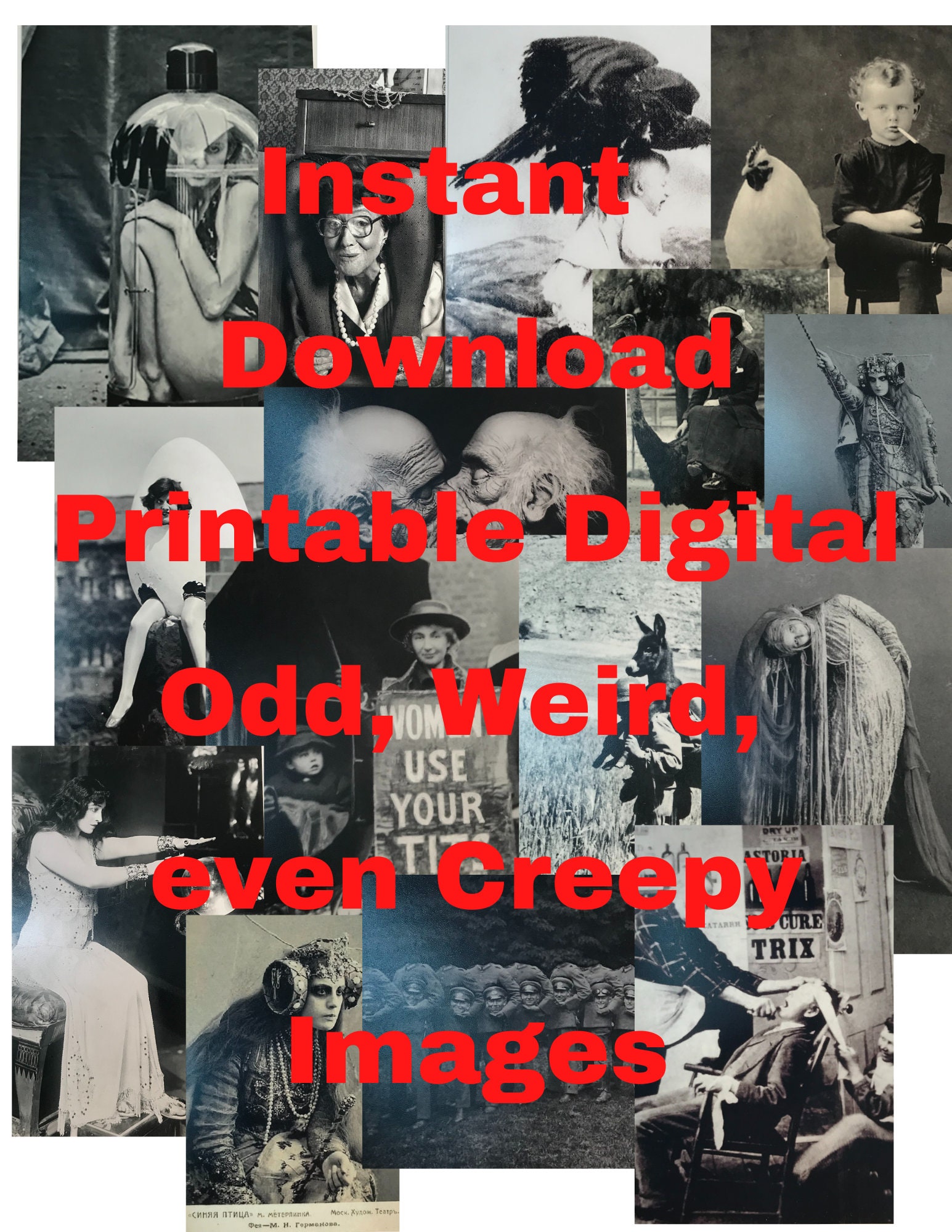 Odd Weird PRINTABLE Vintage 15 Photo LOT Funny Creepy People Junk ...