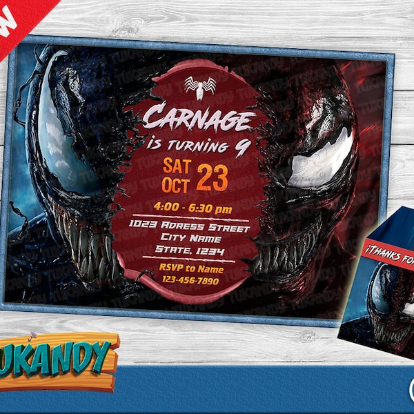Venom Vs Carnage Birthday Invitation - Etsy Ireland