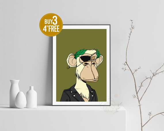 Digital NFT Ape Wall Art Digital Art Monkey Profile Art Bored Ape Yacht ...