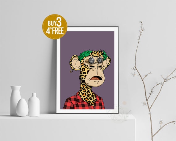 Digital NFT Ape Wall Art Digital Art Monkey Profile Art Bored Ape Yacht ...