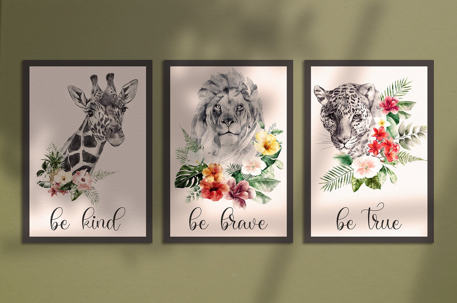 Printable Quote Posters - Set of 3 Watercolor Floral Animal Posters to ...