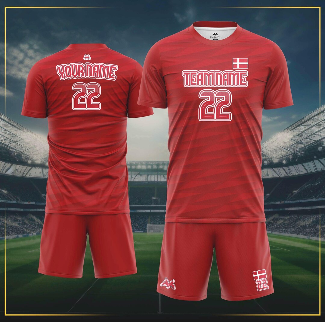 Custom Denmark Soccer Uniform: Personalized Jersey & Shorts Set - Etsy