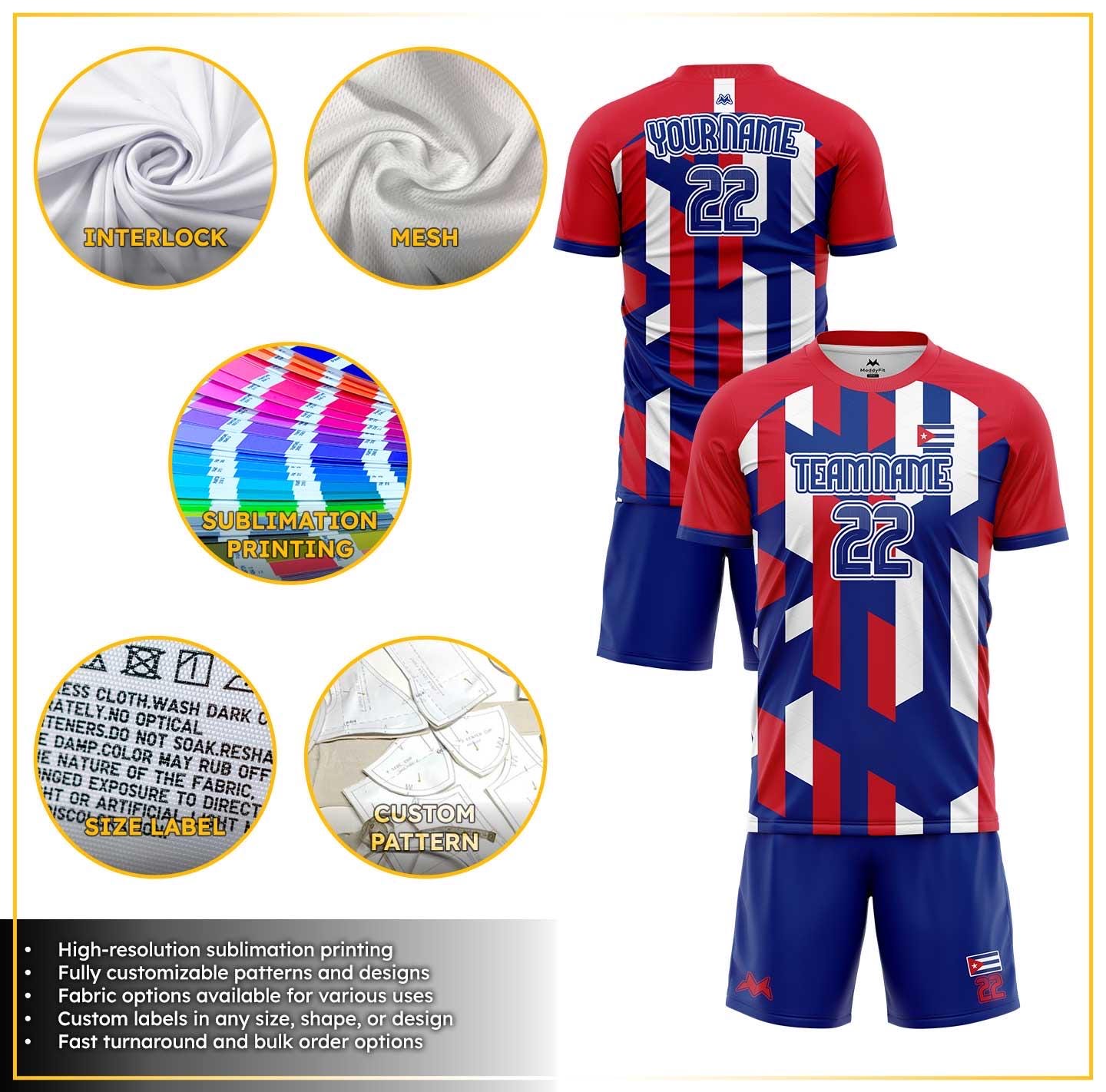 Personalized Cuba Soccer Uniform Set: Custom Football Jersey for Teams ...