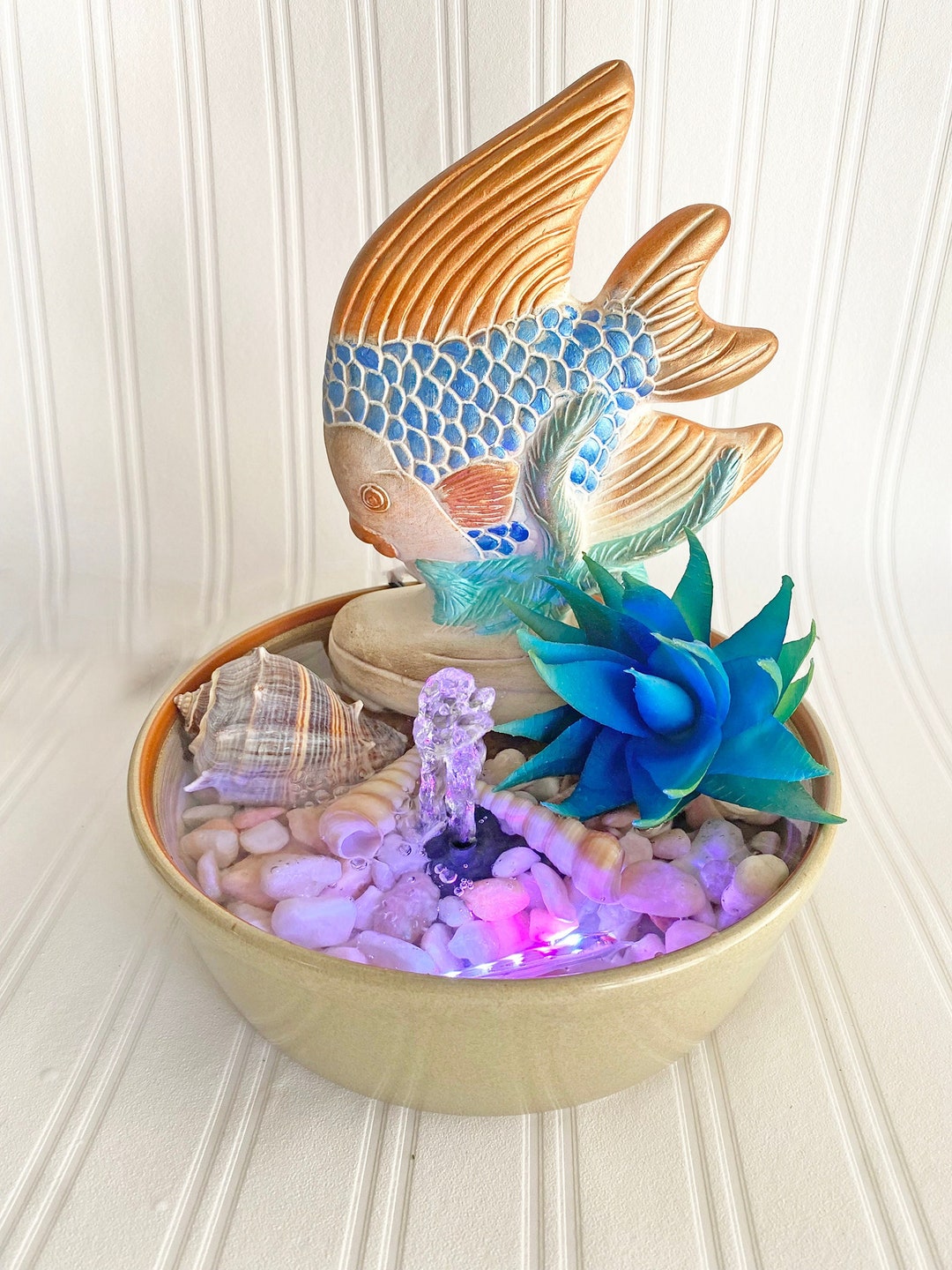 Seaside Underwater Fish Water Fountain With Seashell Tabletop - Etsy