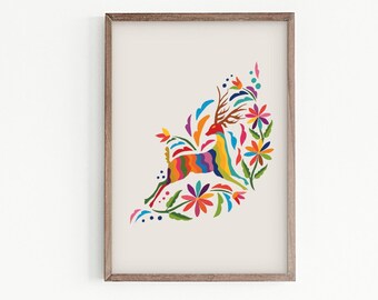 Mexican Folk Art Poster Otomi - Etsy