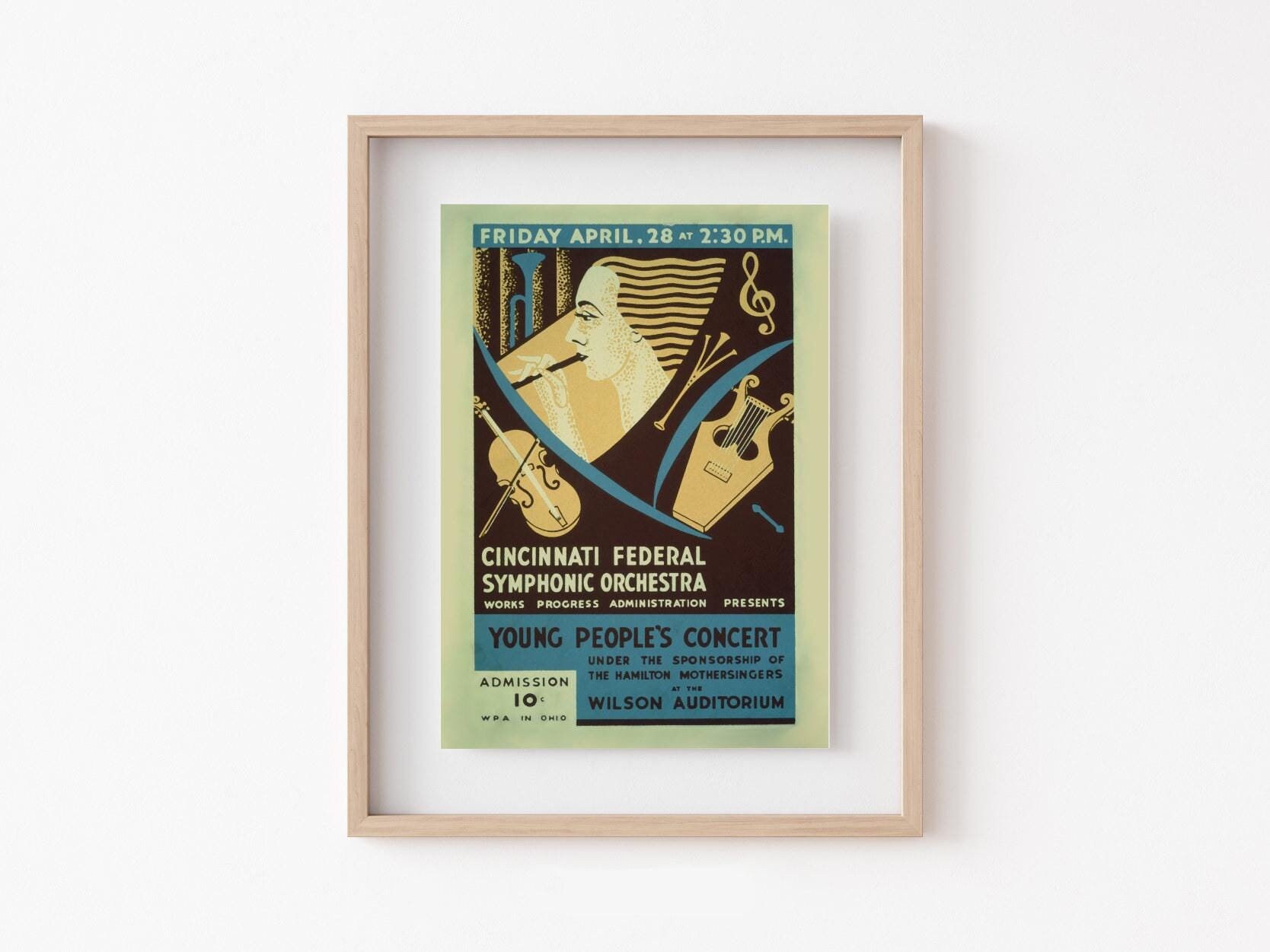 Vintage 1939 Cincinnati Orchestra Poster: Wilson Auditorium Art Print ...