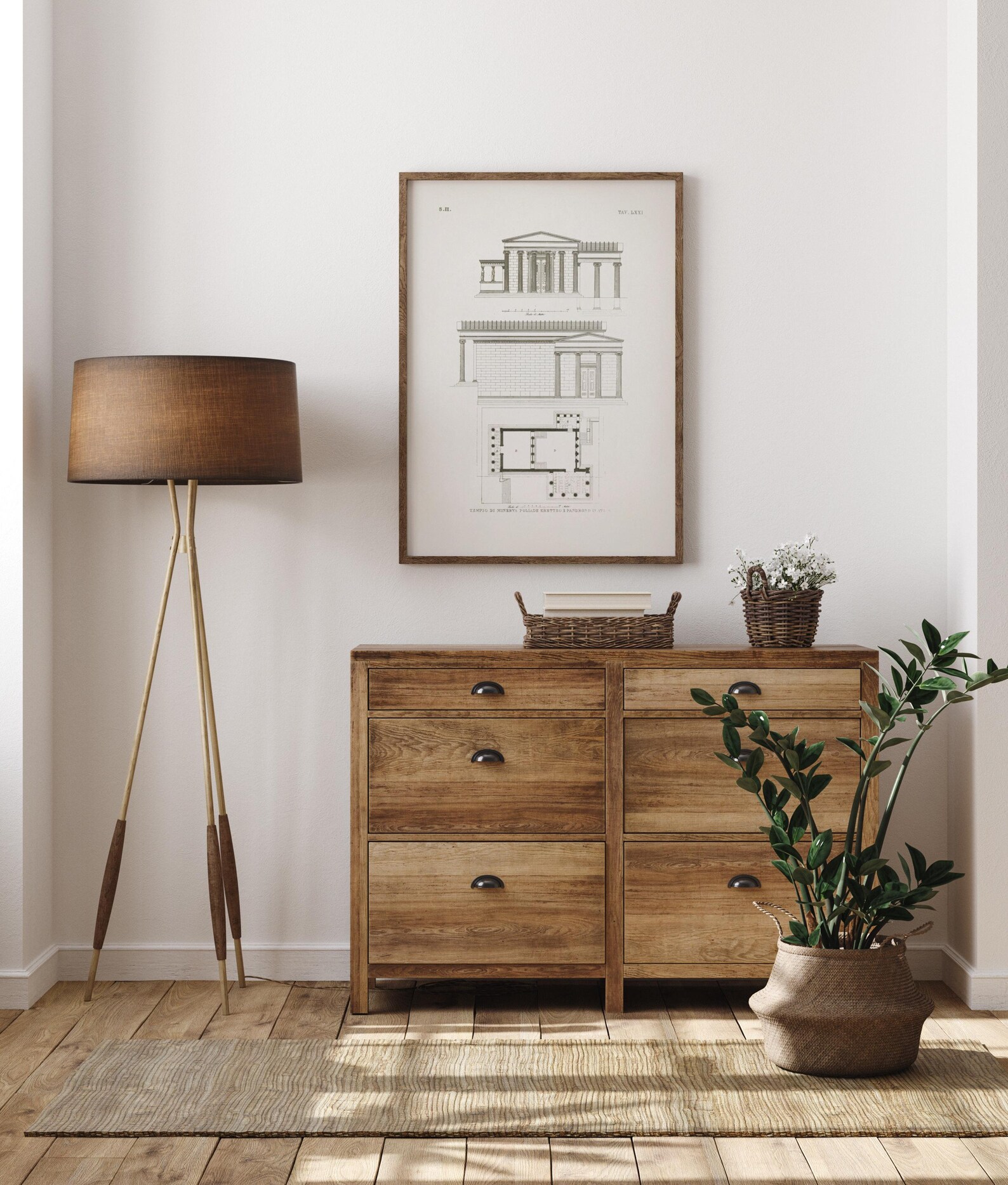 Greek Temple Minerva Architectural Plans Print: Ancient Building Poster ...