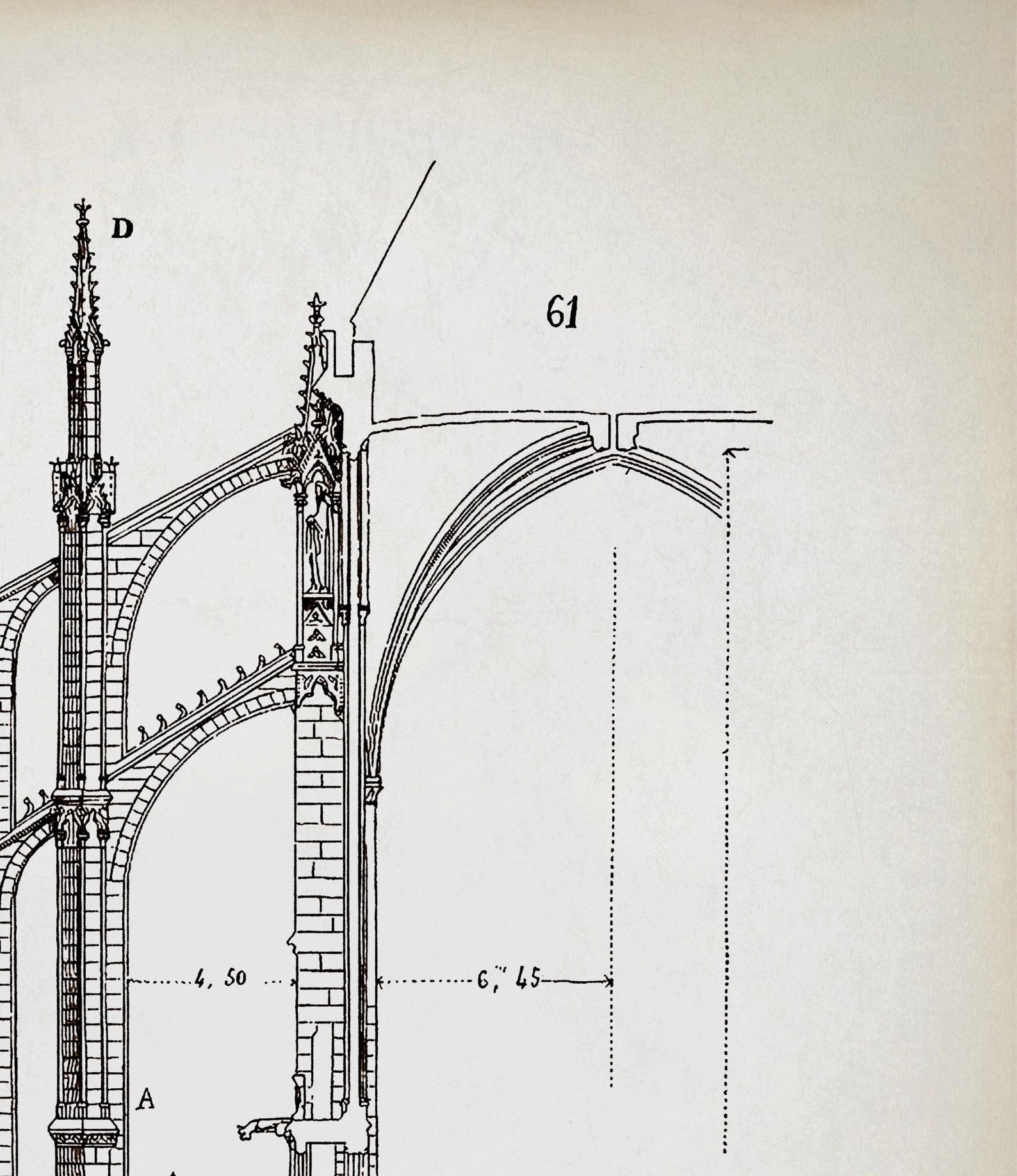 Beauvais Cathedral Art Print: Gothic Architecture Technical Drawing ...
