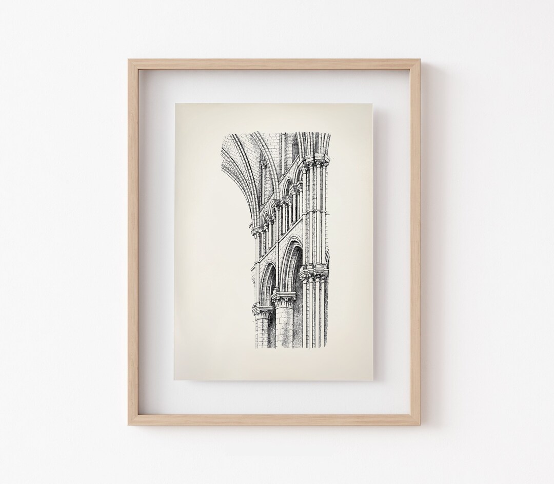 Canterbury Cathedral Ink Drawing: Gothic Architecture Art Print ...