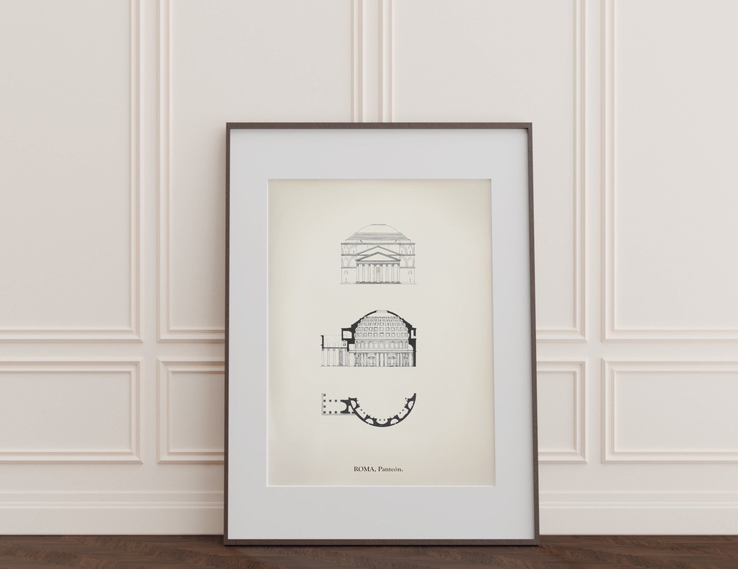 Rome Pantheon Art Print: Vintage Architectural Blueprint (instant ...