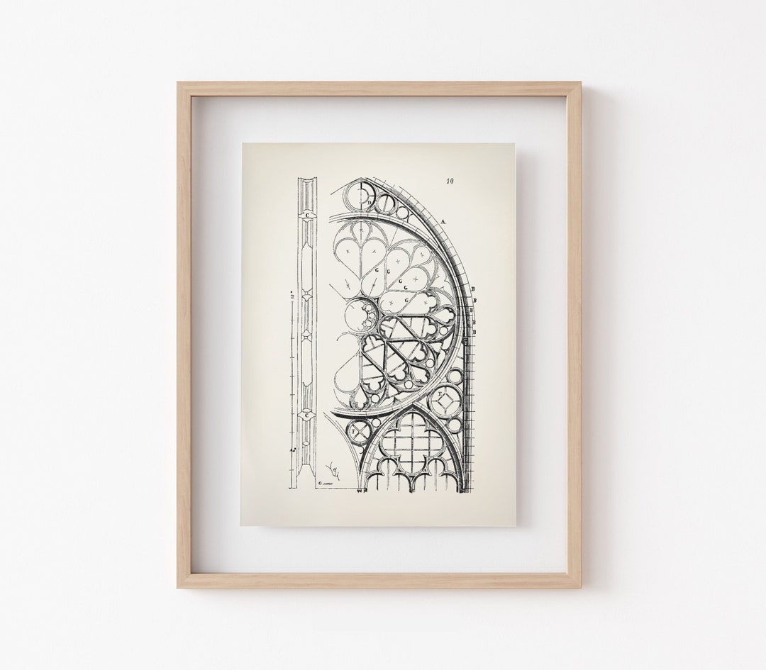 Reims Cathedral Rose Window Art Print: Gothic Architecture (digital ...