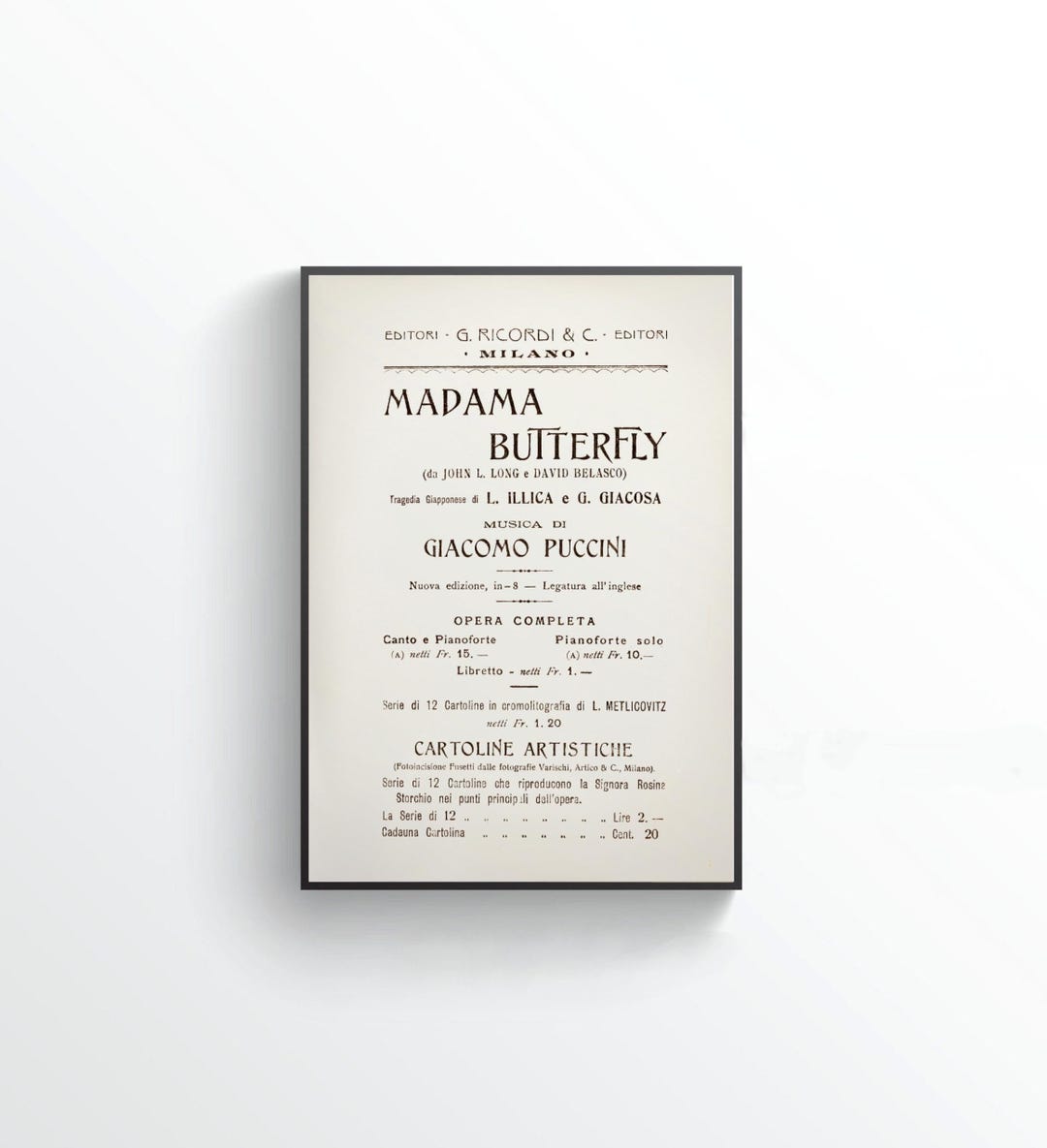 Giacomo Puccini's Madame Butterfly Concert Libretto Art Print, INSTANT ...