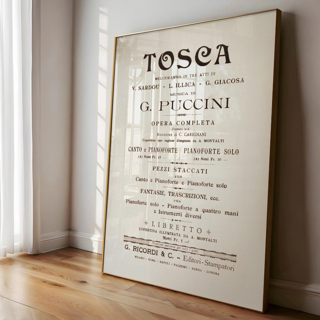 Puccini Tosca Opera Poster: 1917 Vintage Libretto Giclee Print - Etsy