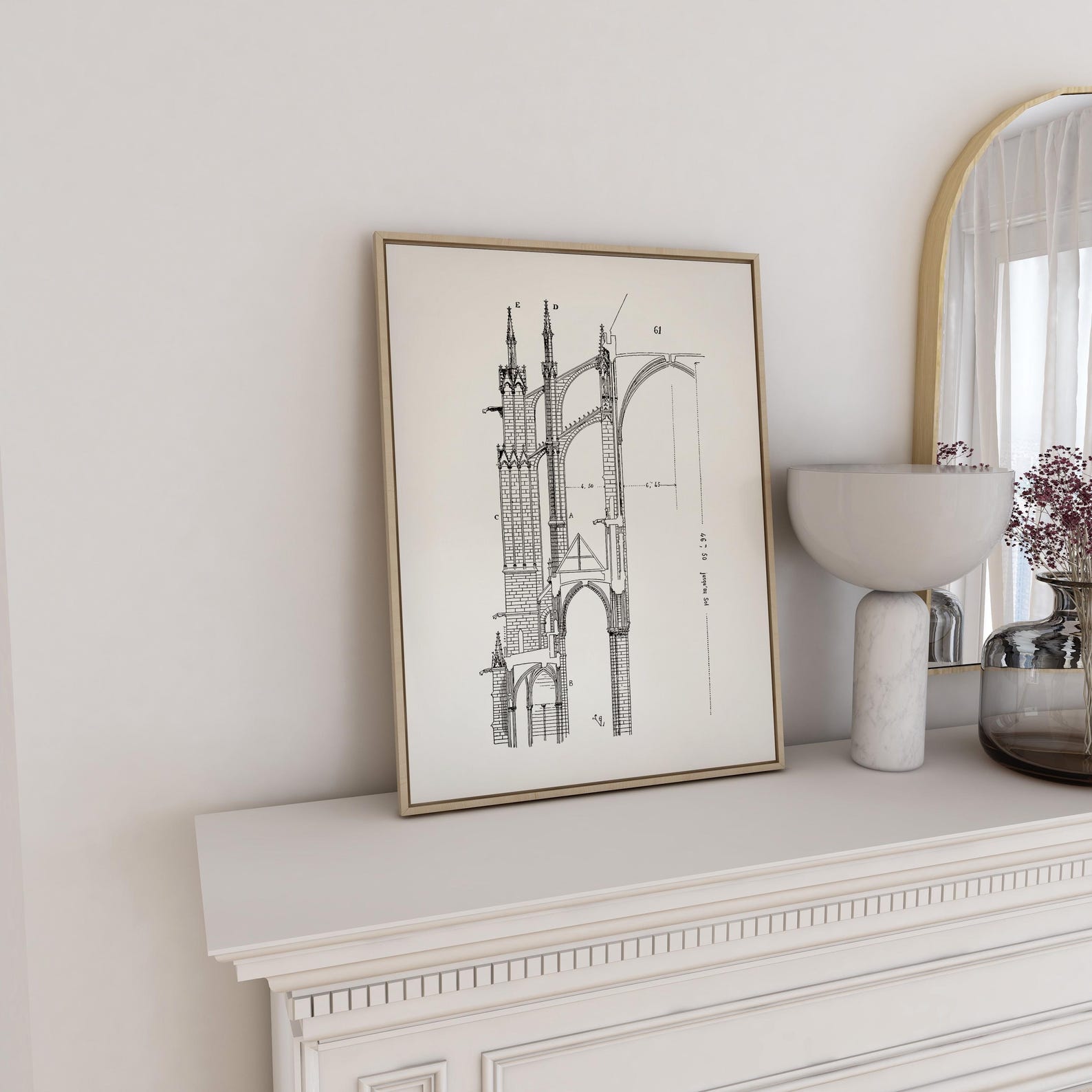 Beauvais Cathedral Art Print: Gothic Architecture Technical Drawing ...