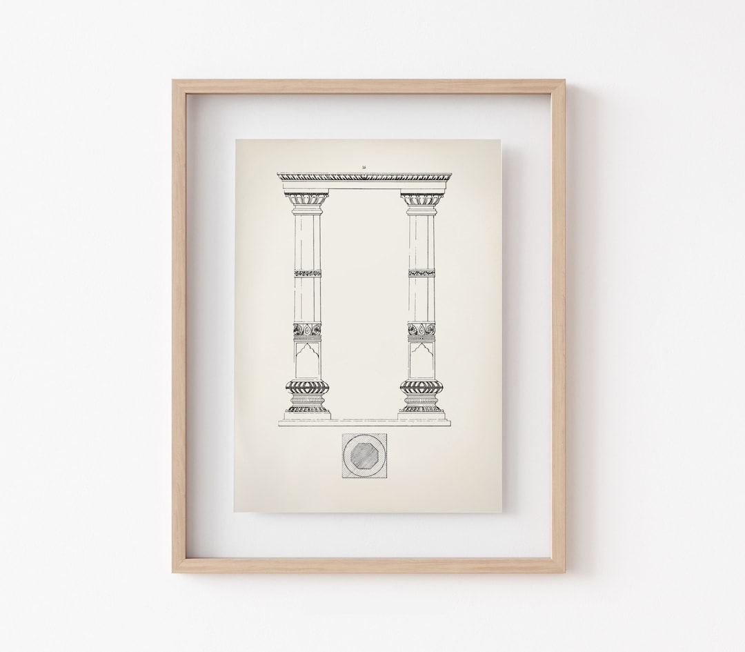 Hindu Columns Architectural Poster, Ancient India Architecture Art ...