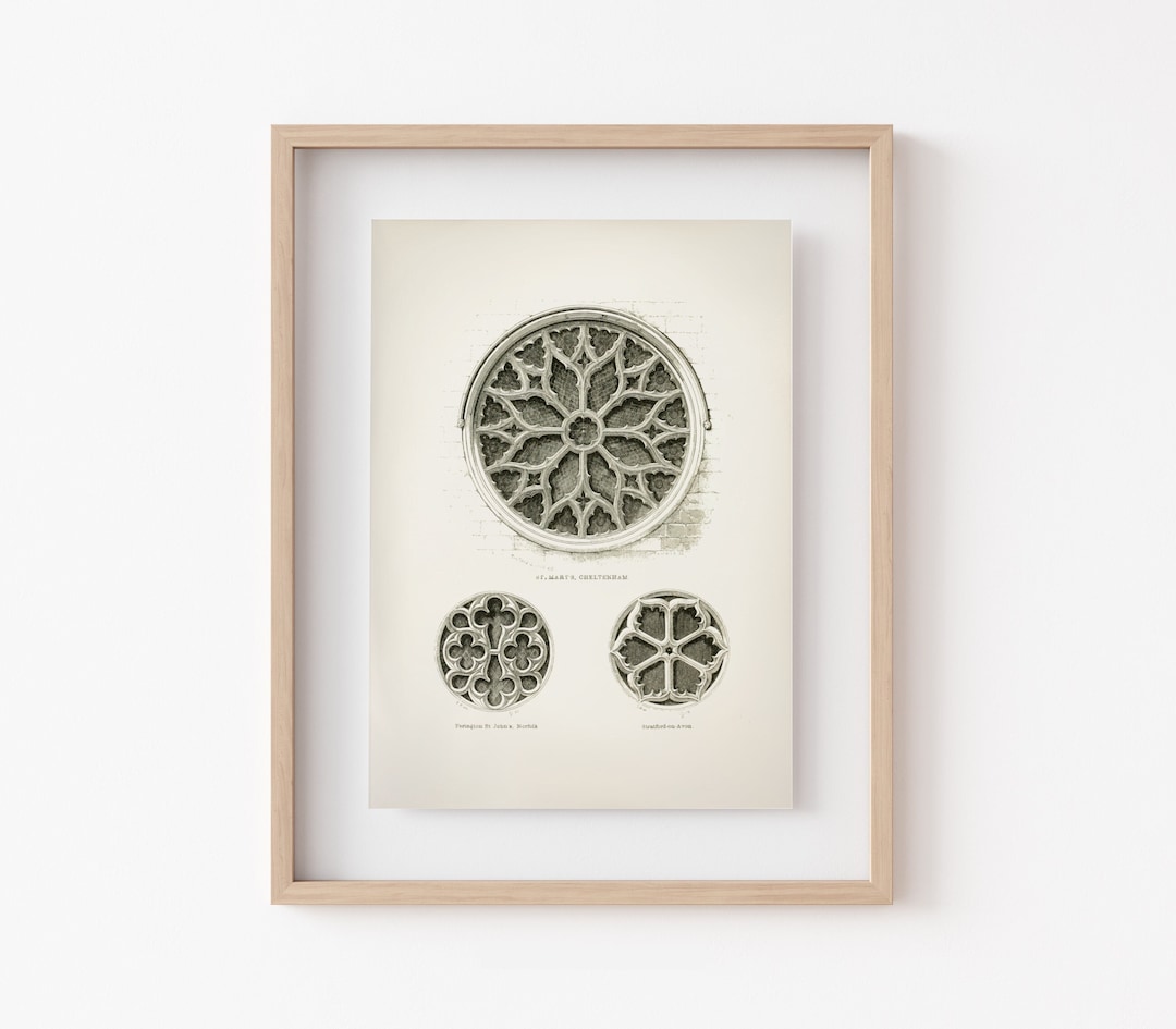 Gothic Rose Window Architectural Art PRINTABLE, Medieval Architecture ...