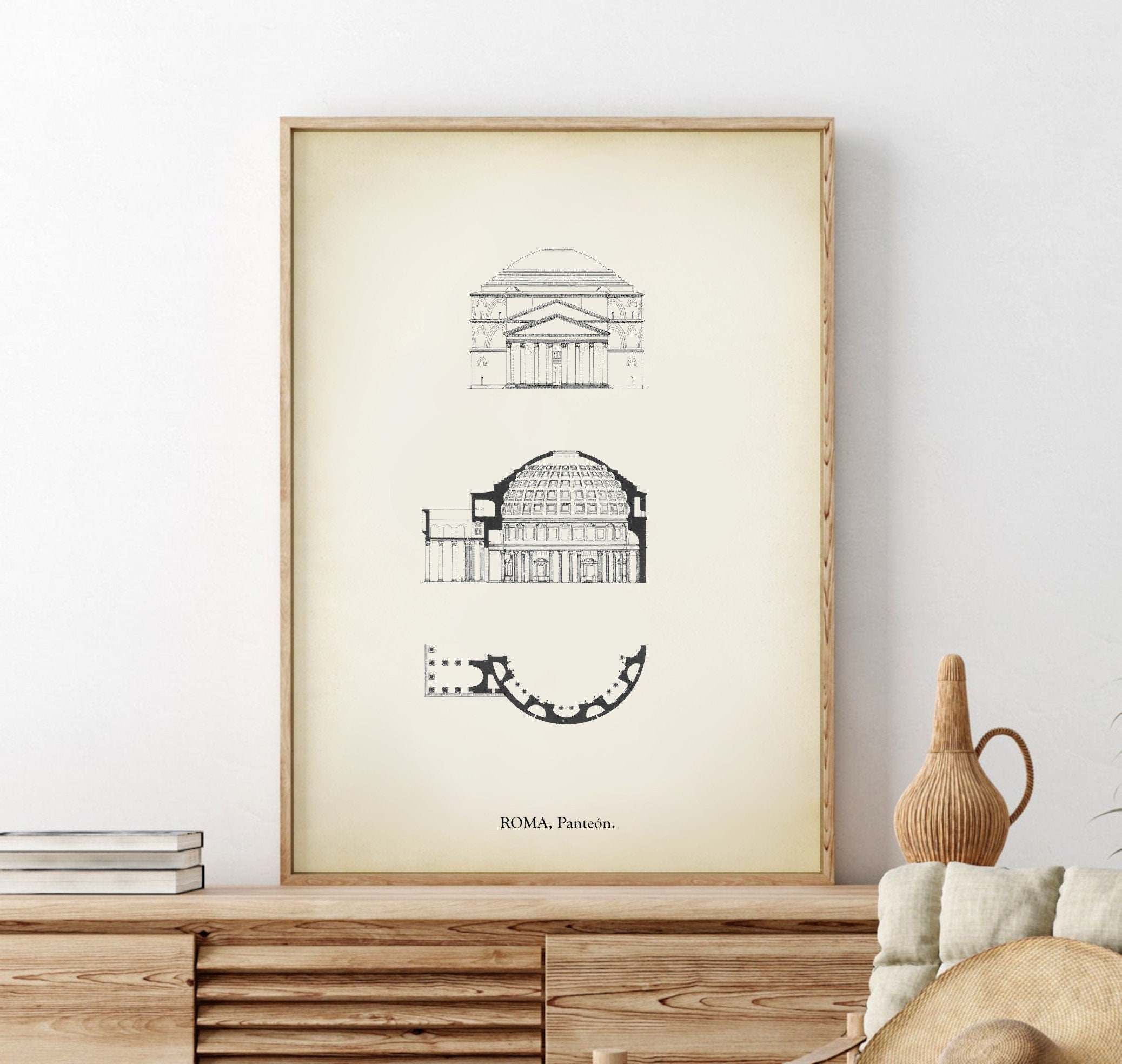 Rome Pantheon Art Print: Vintage Architectural Blueprint (instant ...