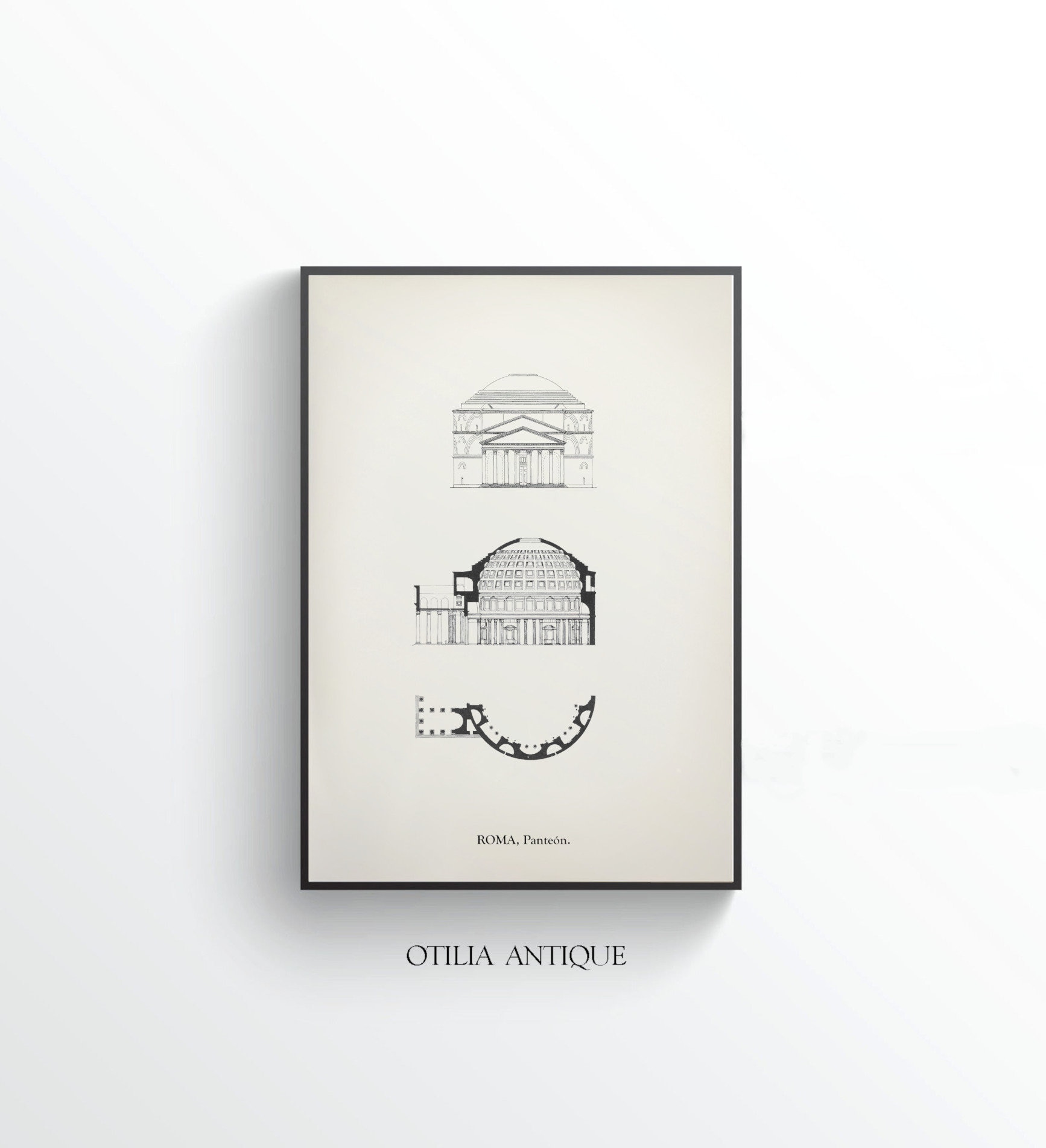 Rome Pantheon Art Print: Vintage Architectural Blueprint (instant ...
