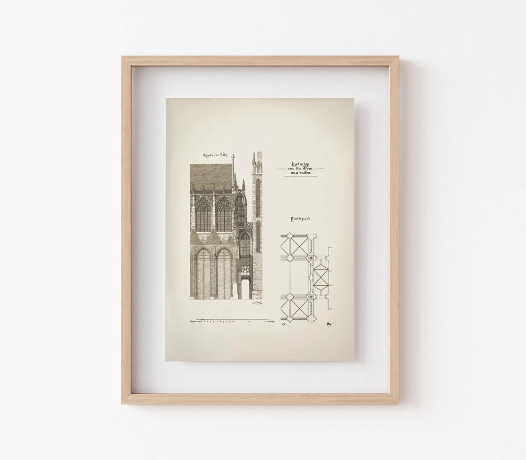 Utrecht Cathedral Side Elevation Poster, 17th Century Art, Netherlands ...