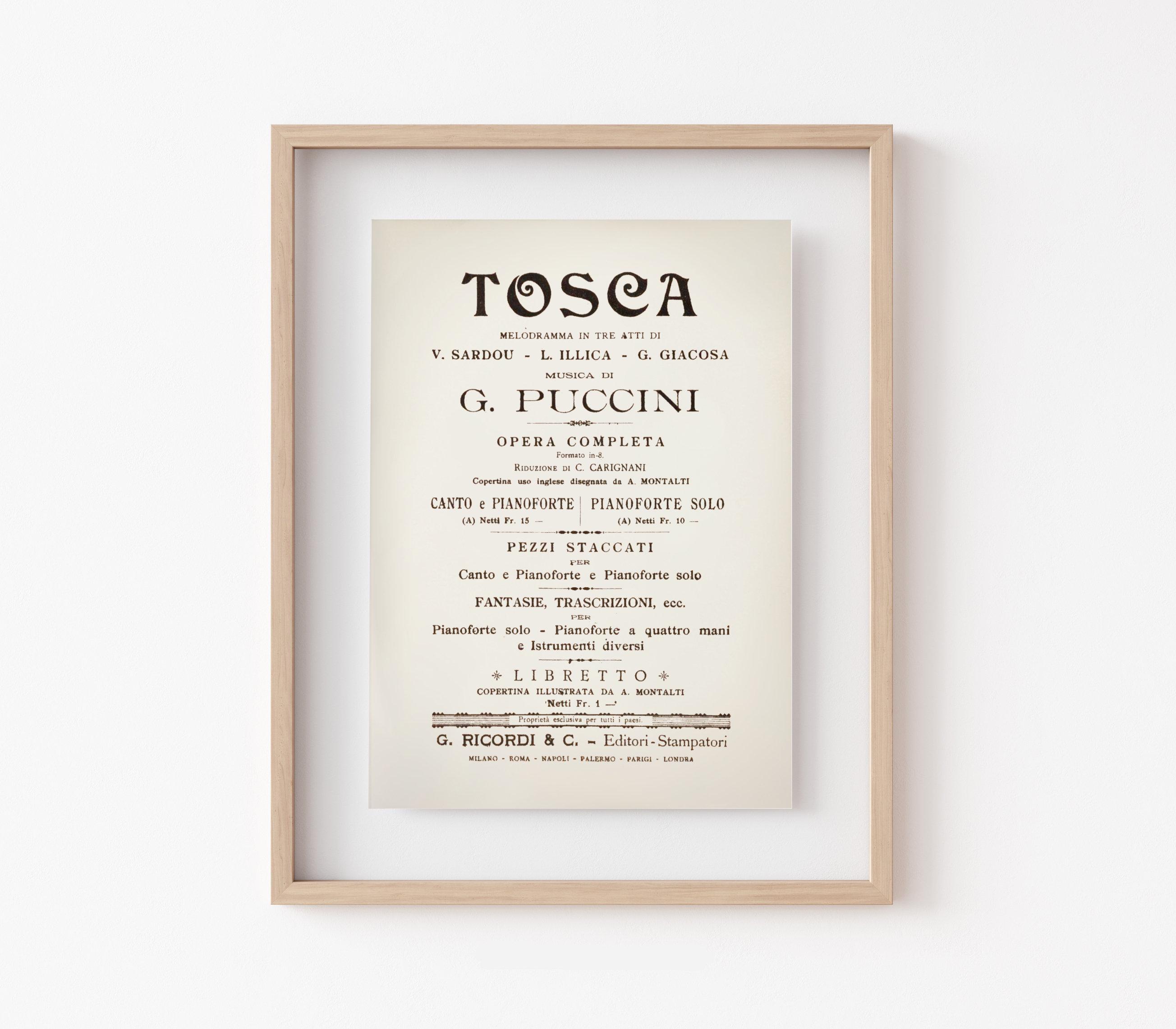 Puccini Tosca Opera Poster: 1917 Vintage Libretto Giclee Print - Etsy