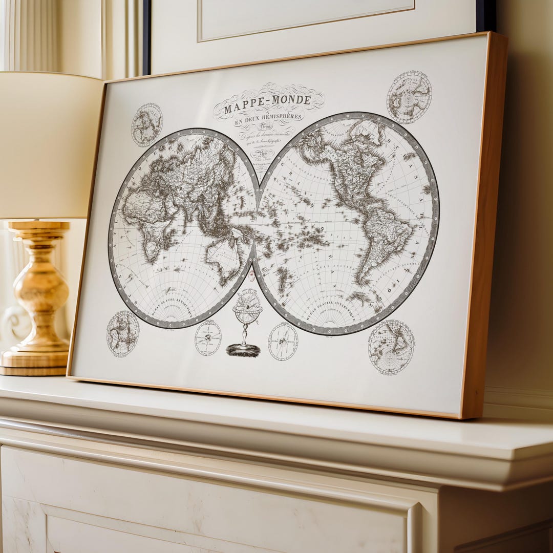 Geographical Art From 1842, Unique Map Poster, MAILED PRINT, Old French ...