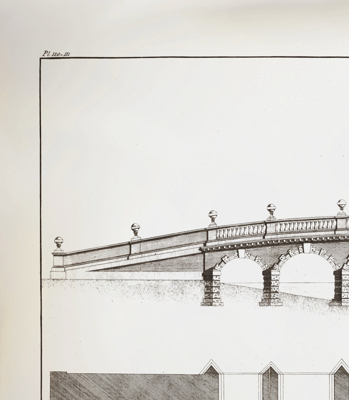 Irish Stone Bridge Art Print: 18th Century Technical Drawing (instant ...