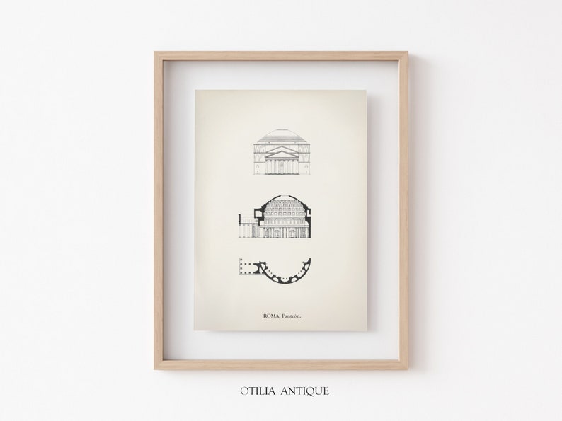 Rome Pantheon Art Print: Vintage Architectural Blueprint (instant ...