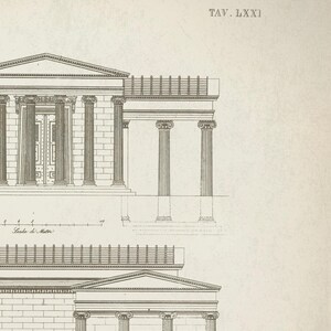 Greek Temple Minerva Architectural Plans Print: Ancient Building Poster ...