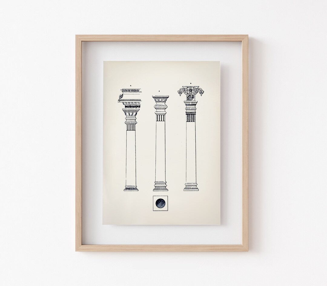 Classical Architecture Elements Print, Hindu Architecture Pillars ...