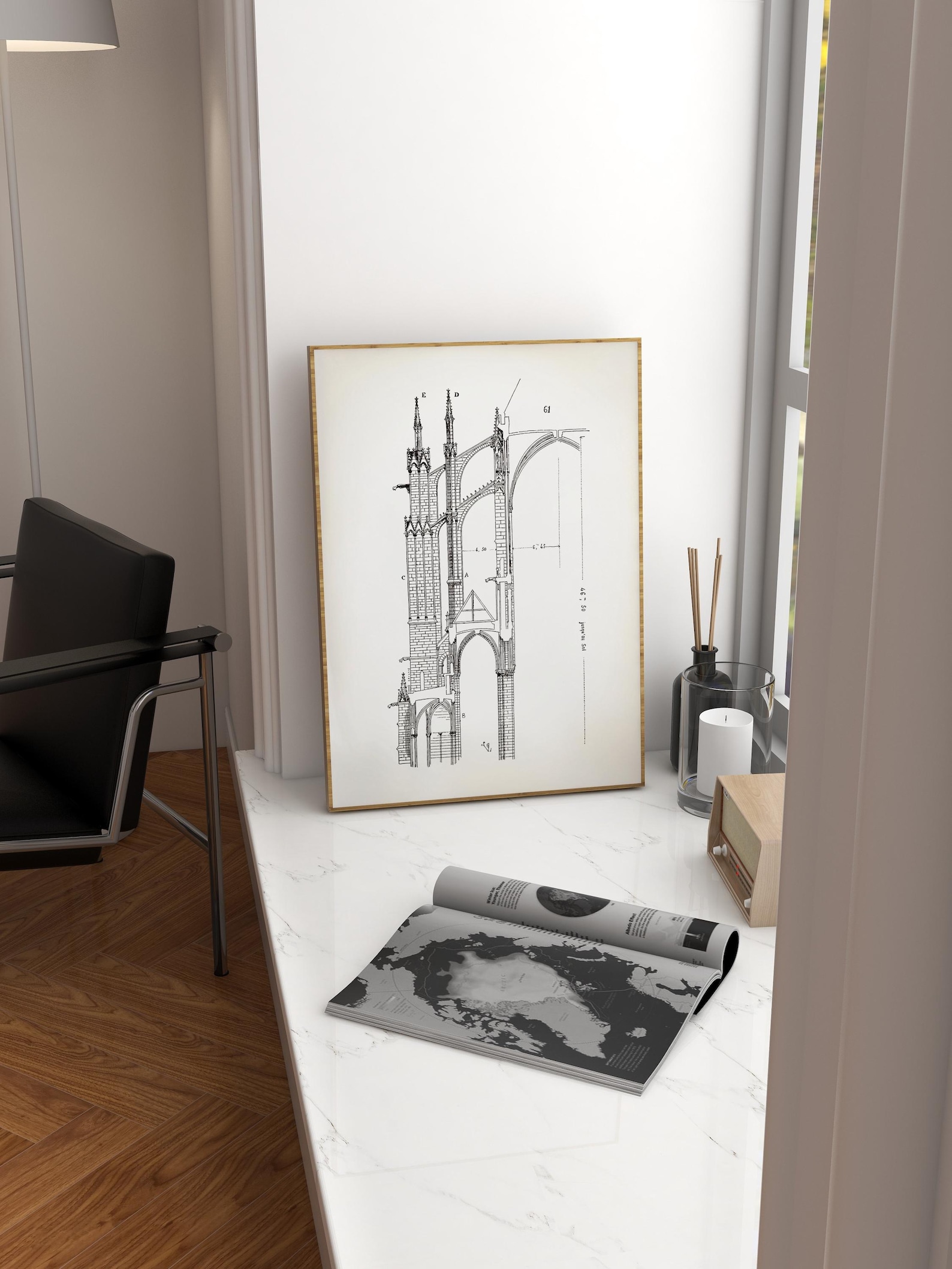 Beauvais Cathedral Art Print: Gothic Architecture Technical Drawing ...