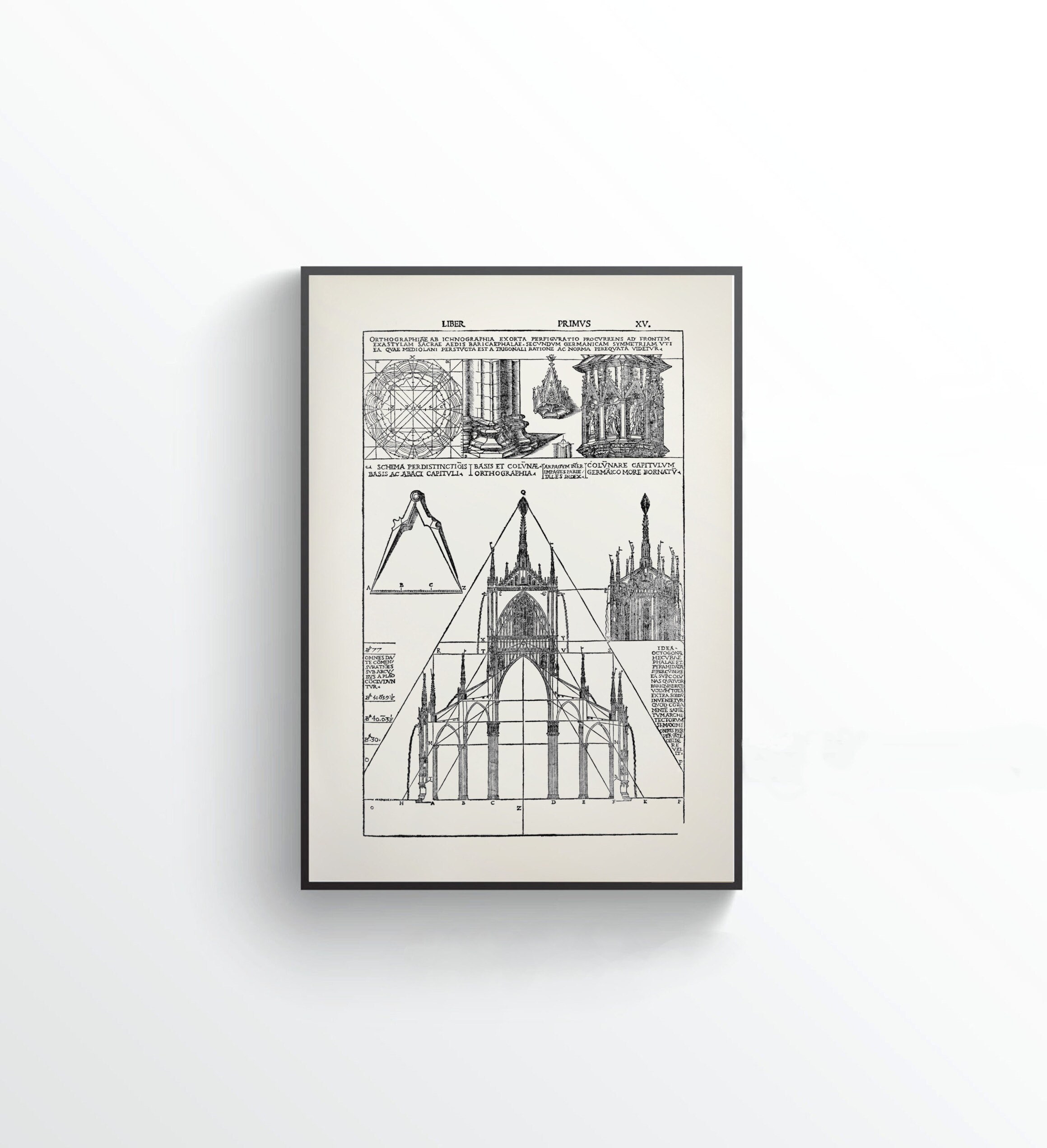 Antique Architecture Engraving, Architectural Element Poster, Technical ...