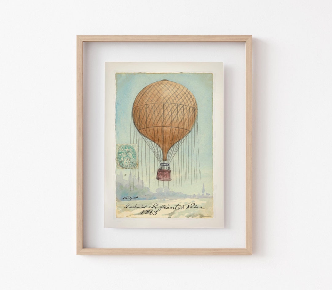 Victorian Hot Air Balloon Art Print: Le Geant De Nadar (digital ...