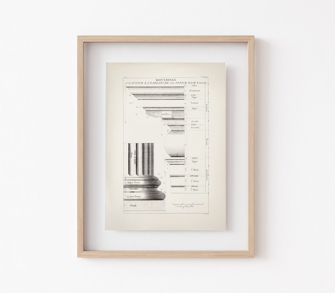 Ionic Moulding Architectural Art Print, Ancient Greece Columns Poster ...