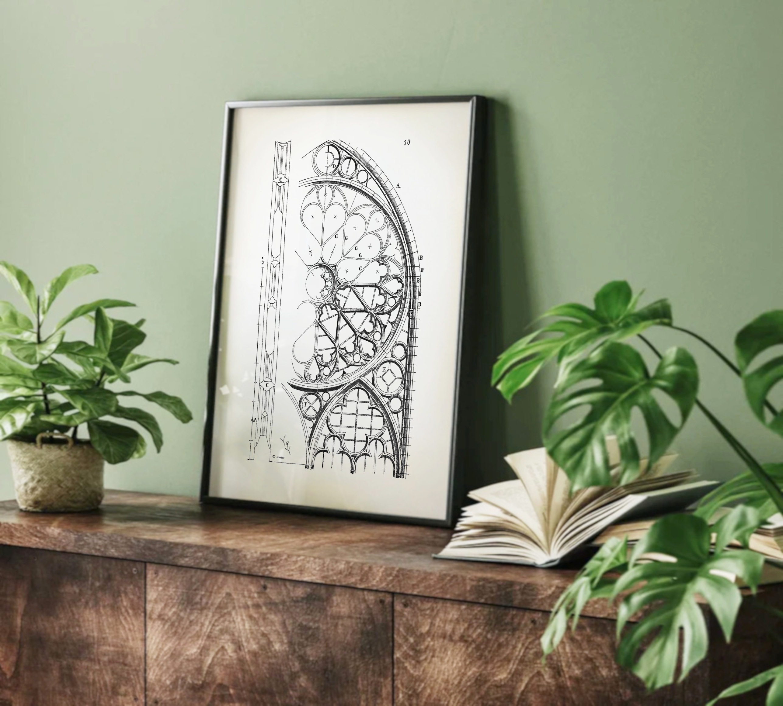 Reims Cathedral Art Print, Rose Window Technical Drawing, Gothic ...