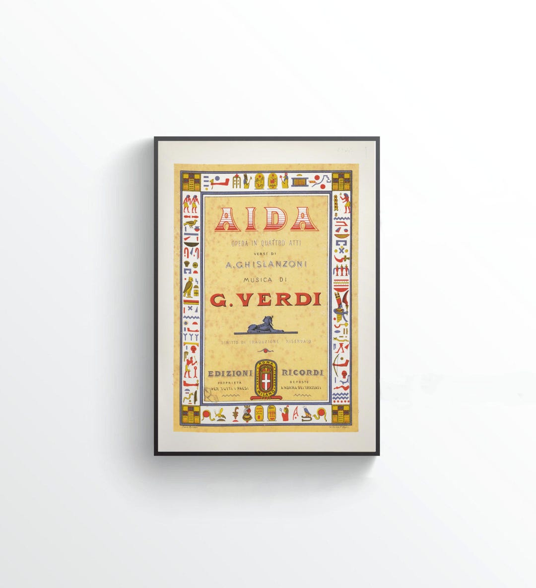 Verdi Aida Opera Score Poster: 19th Century Libretto Art (instant ...