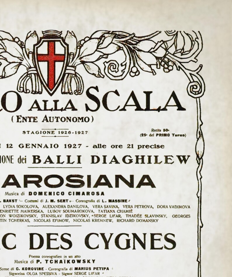 1927 Swan Lake La Scala Poster: Vintage Ballet Art Print (digital ...