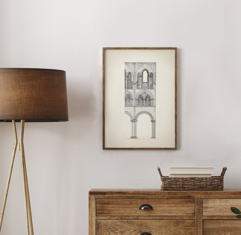 Chichester Cathedral Print: Vintage Gothic Architecture Engraving ...