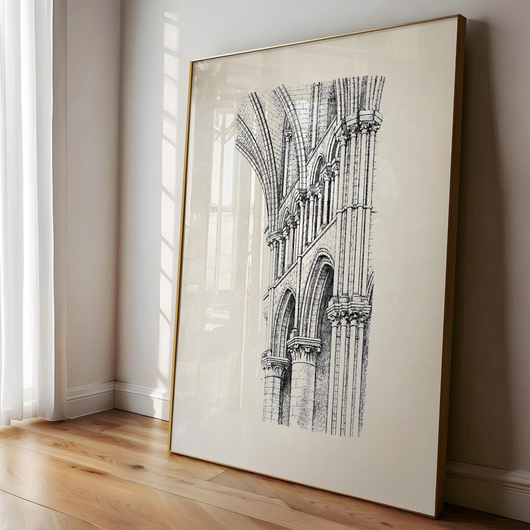 Canterbury Cathedral Ink Drawing, MAILED PRINT, English Gothic ...