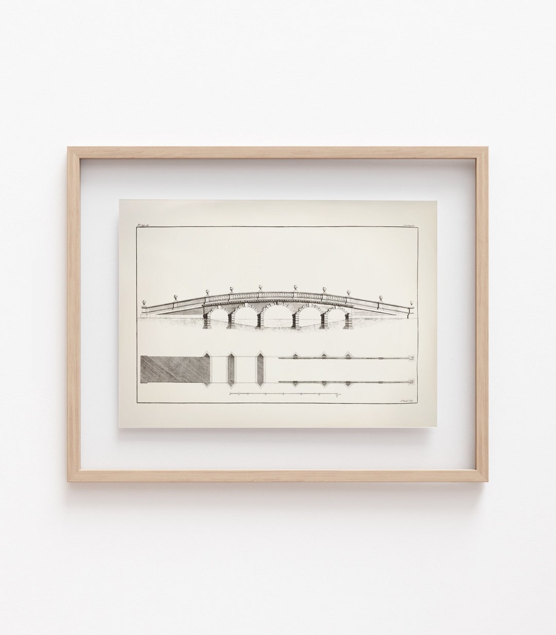 Irish Stone Bridge Art Print: 18th Century Technical Drawing (instant ...