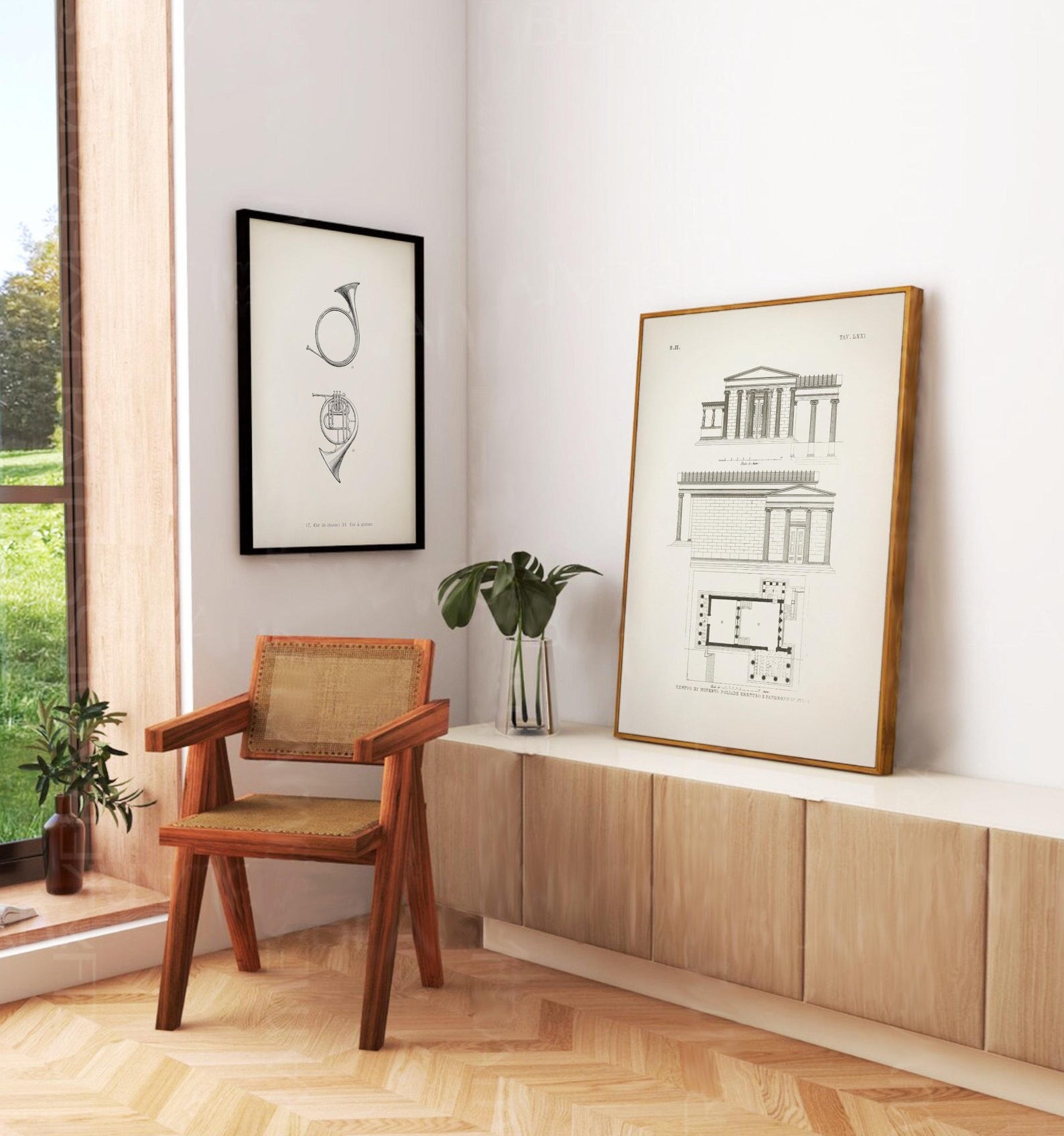 Greek Temple Minerva Architectural Plans Print: Ancient Building Poster ...