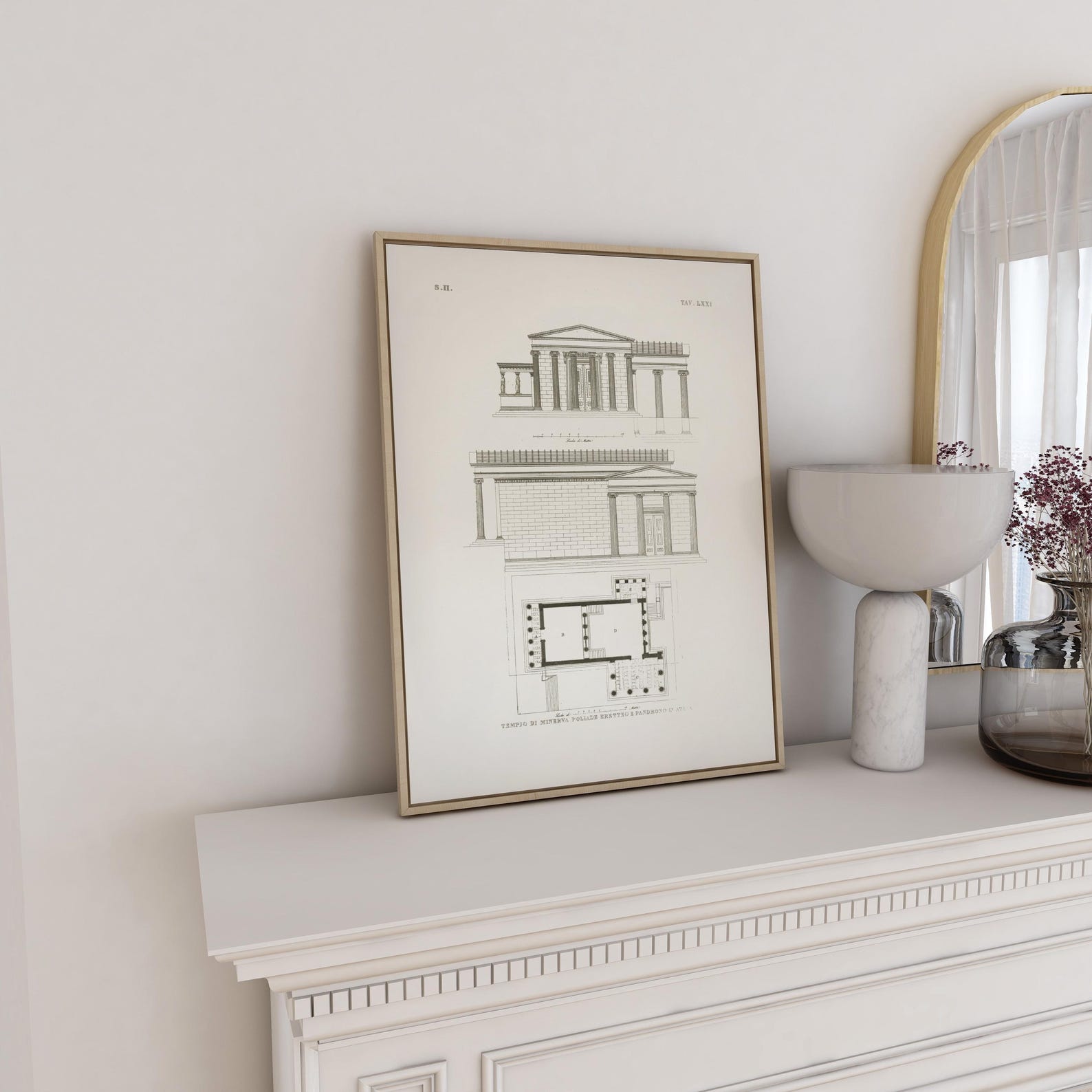Greek Temple Minerva Architectural Plans Print: Ancient Building Poster ...
