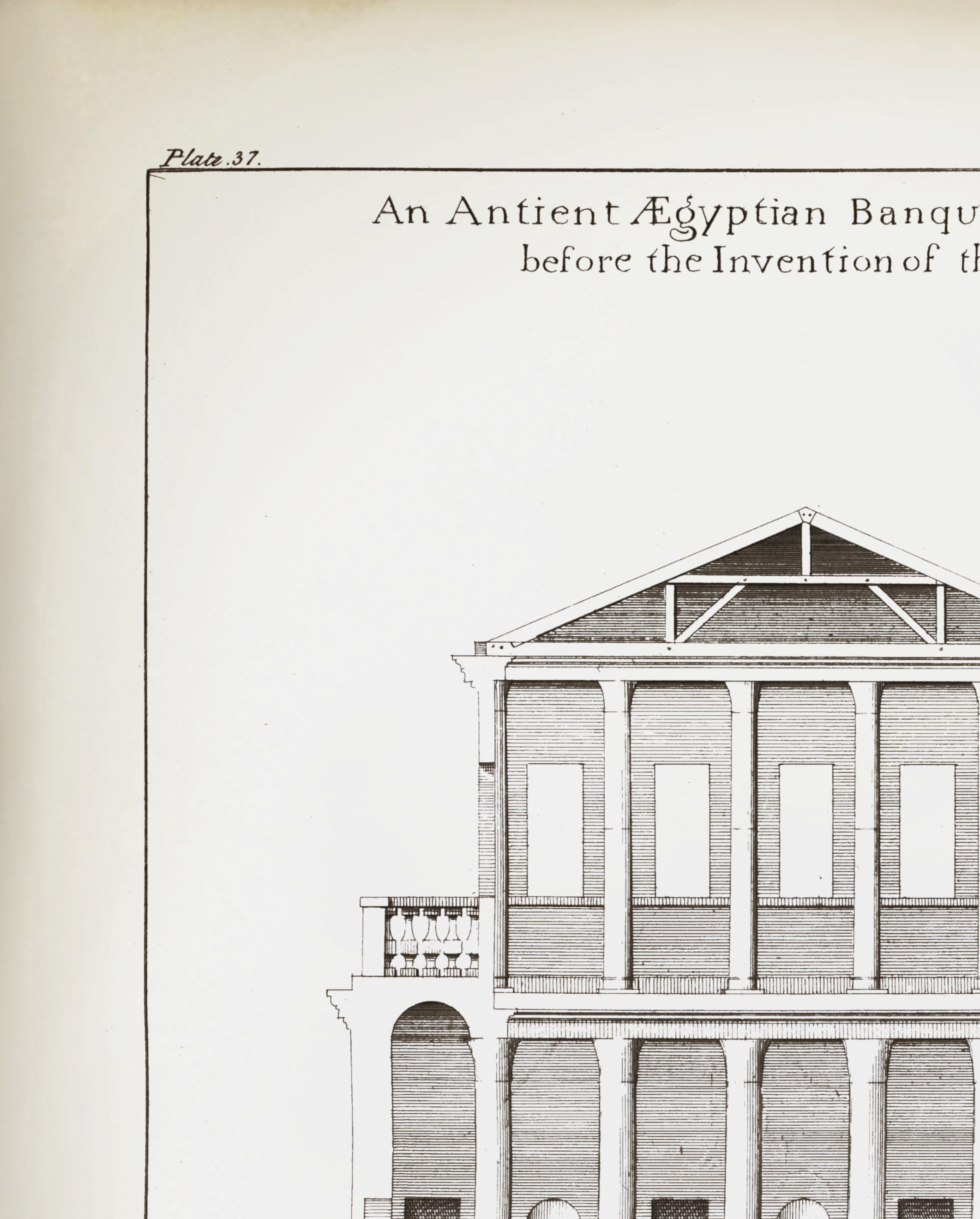 Vintage Egyptian Building Plans Art Print, Banqueting Room Blueprint ...